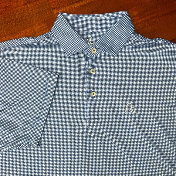 Rhoback Shirts Rhoback Blue White Houndstooth Check Short Sleeve